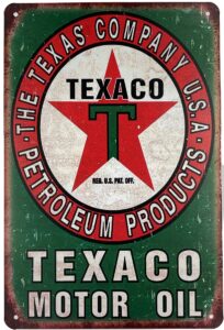 tin sign metal wall decor | gas station motor oil company | 8 x 12 in | decorative plaque poster for home bar room garage decor | vintage retro man cave style