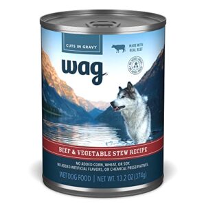 amazon brand - wag stew canned dog food, beef & vegetable recipe, 13.2 oz can (pack of 12)