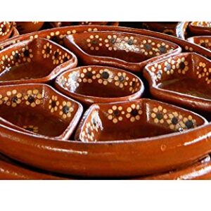 Mexican Salsera de Barro 3-Section Bowls Salsa Chips Guacamole Nuts Condiment Server Traditional Clay Party Dish Made in Mexico