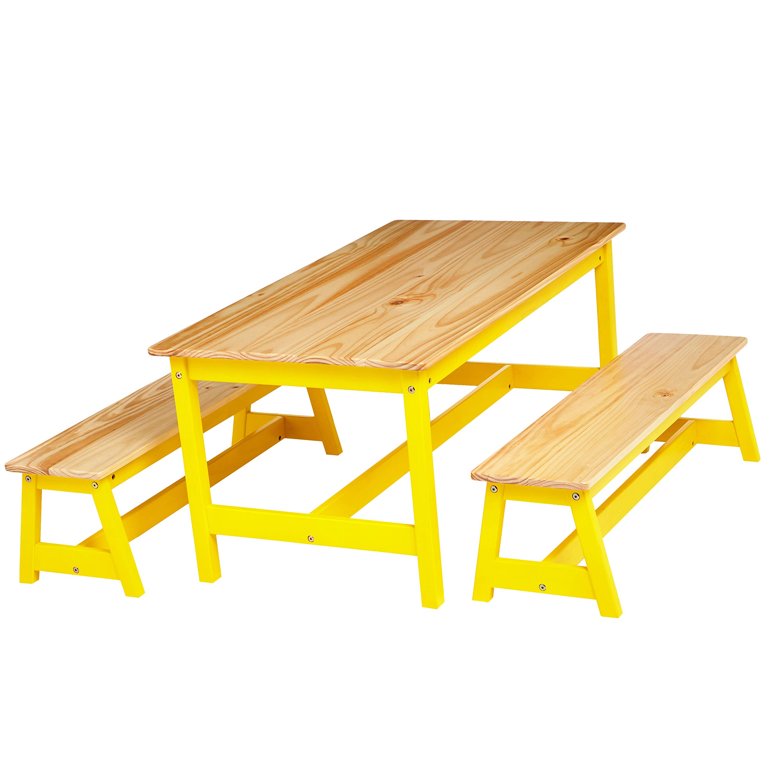 Amazon Basics Indoor Kids Table and Bench Set, Natural