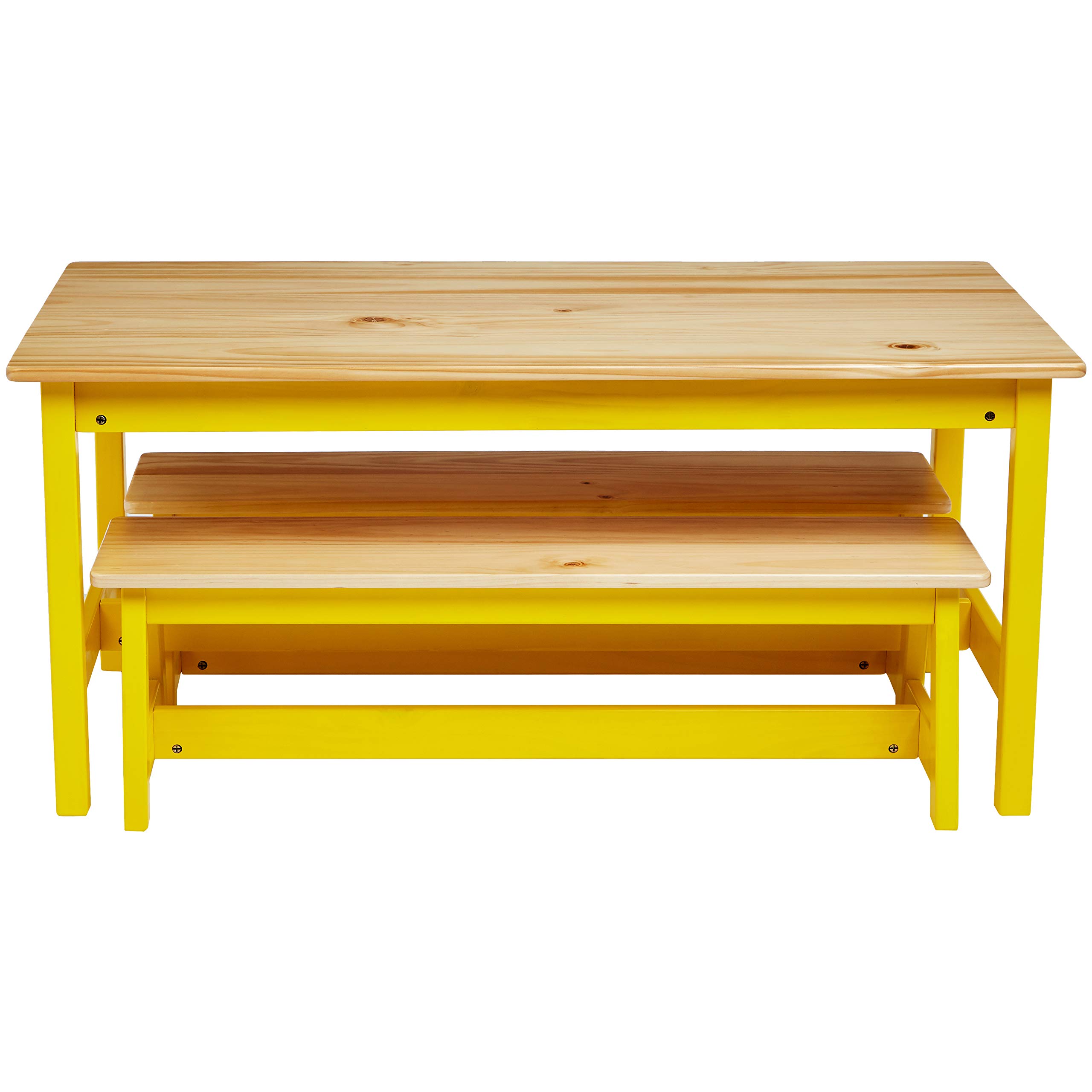 Amazon Basics Indoor Kids Table and Bench Set, Natural