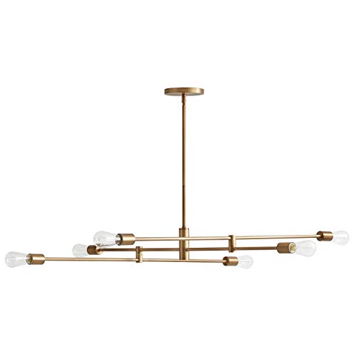 Amazon Brand – Rivet Mid-Century Modern Metal Rod Ceiling Pendant Light Chandelier - 48.9" x 42.6" x 43. 1", Brass