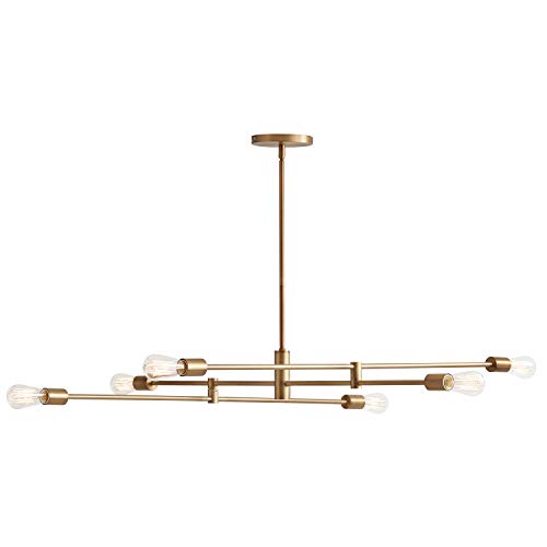 Amazon Brand – Rivet Mid-Century Modern Metal Rod Ceiling Pendant Light Chandelier - 48.9" x 42.6" x 43. 1", Brass