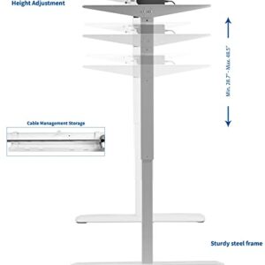 VIVO Electric Stand Up Desk Frame Workstation with Memory Touch Pad, Single Motor Ergonomic Standing Height Adjustable Base, White, DESK-V102EW