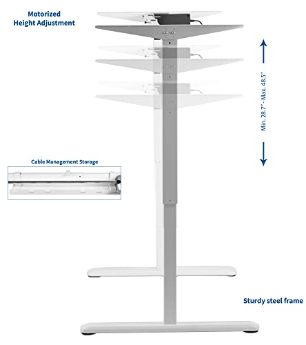 VIVO Electric Stand Up Desk Frame Workstation with Memory Touch Pad, Single Motor Ergonomic Standing Height Adjustable Base, White, DESK-V102EW