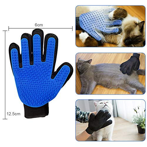 Pet Grooming Glove Brush Bathing Massage Gloves Efficient Pets Hair Remover Mitt Perfect for Dogs & Cats & Horses with Long & Short Fur Enhanced