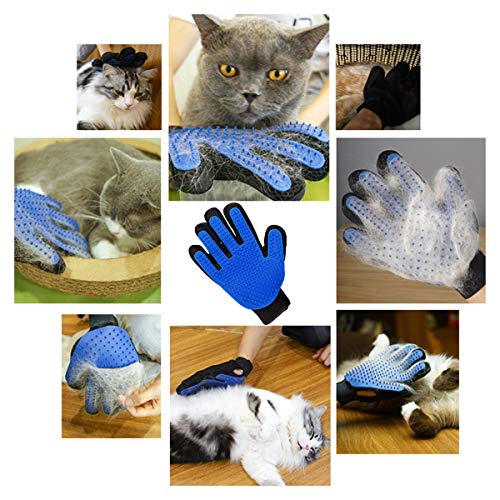 Pet Grooming Glove Brush Bathing Massage Gloves Efficient Pets Hair Remover Mitt Perfect for Dogs & Cats & Horses with Long & Short Fur Enhanced