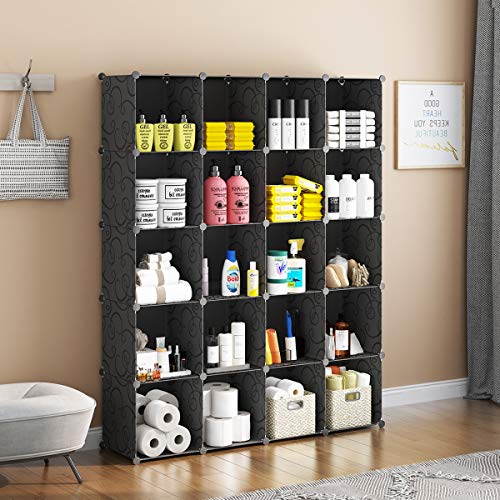 KOUSI Bookshelf Units, Clothes Storage Shelves, Room Organizer, Black