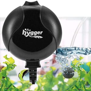 Hygger Quiet Mini Air Pump for Aquarium 1.5 Watt Oxygen Fish Air Pump for 1-15 Gallon Fish Tank with Air Stone Air Tubing Clip Black