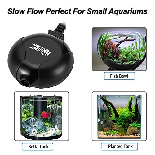 Hygger Quiet Mini Air Pump for Aquarium 1.5 Watt Oxygen Fish Air Pump for 1-15 Gallon Fish Tank with Air Stone Air Tubing Clip Black