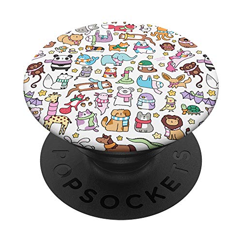 Cute Animals Doodles PopSockets PopGrip: Swappable Grip for Phones & Tablets