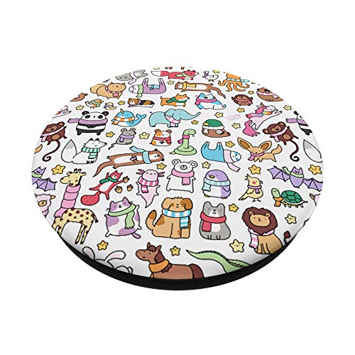 Cute Animals Doodles PopSockets PopGrip: Swappable Grip for Phones & Tablets