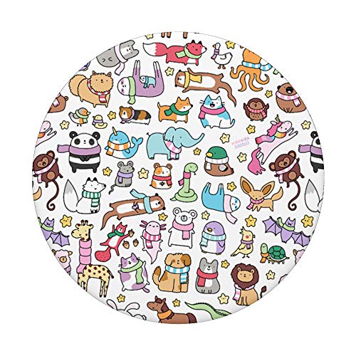 Cute Animals Doodles PopSockets PopGrip: Swappable Grip for Phones & Tablets