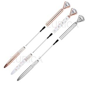 Diamond Pens Pack of 16 Cute Ballpoint Pens Diamond Pen Office Supplies Décor Gifts for Women Bridesmaid Coworkers Rose Gold Cool Fun Fancy Novelty  Crystal Metal School Desk Accessories Black Ink