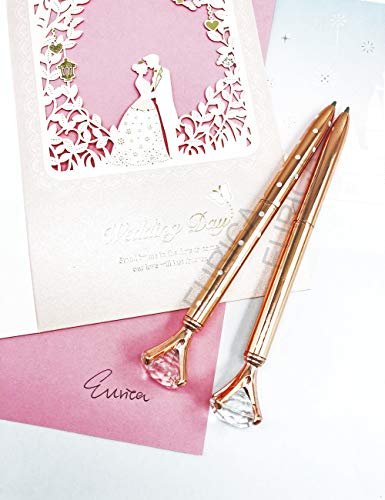 Diamond Pens Pack of 16 Cute Ballpoint Pens Diamond Pen Office Supplies Décor Gifts for Women Bridesmaid Coworkers Rose Gold Cool Fun Fancy Novelty  Crystal Metal School Desk Accessories Black Ink