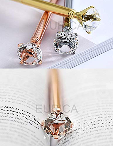 Diamond Pens Pack of 16 Cute Ballpoint Pens Diamond Pen Office Supplies Décor Gifts for Women Bridesmaid Coworkers Rose Gold Cool Fun Fancy Novelty  Crystal Metal School Desk Accessories Black Ink