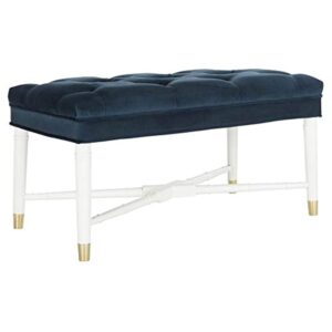 safavieh home rory 35-inch glam navy velvet tufted bench