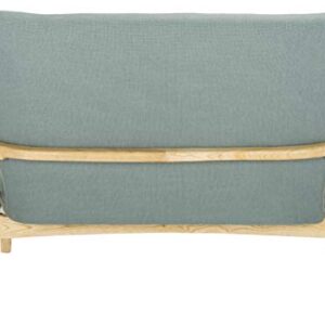 Safavieh Home Ellaria Modern Blue and Natural Settee Loveseat with Pillows