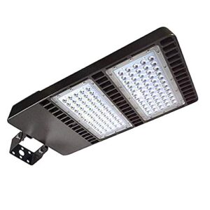 led parking lot lighting 300w - 39,000 lumen - super efficiency led shoebox pole light - 5000k bright white - replaces 1200w halide – outdoor led area lights – trunnion mount yoke – etl & dlc listed