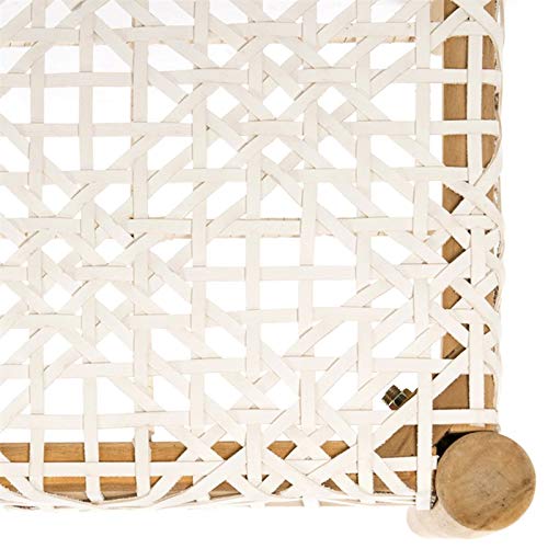 SAFAVIEH Home Collection Bandelier Natural Teak Wood/ Off-White Leather Weave Entryway Foyer Dining Bench