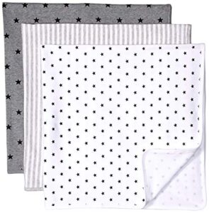 amazon essentials unisex kids' swaddle blankets, pack of 3, grey/white, neutral/stars/stripe, one size