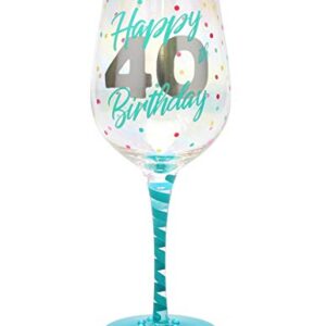 Top Shelf Decorative 40th Birthday Wine Glass, For Red or White Wine, Unique Gift Idea