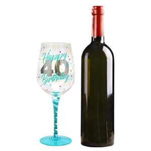 Top Shelf Decorative 40th Birthday Wine Glass, For Red or White Wine, Unique Gift Idea