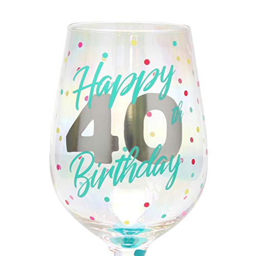 Top Shelf Decorative 40th Birthday Wine Glass, For Red or White Wine, Unique Gift Idea