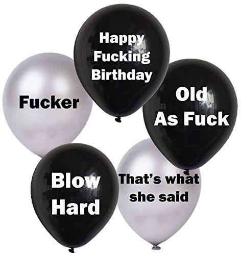 30 pc Funny Adult Birthday Balloons | Gag Gift for a Man Birthday~ Designed by BallBusters, a USA company (30 Black & Silver Balloons)