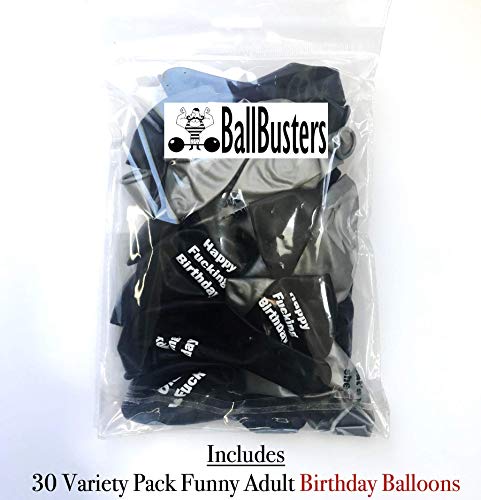 30 pc Funny Adult Birthday Balloons | Gag Gift for a Man Birthday~ Designed by BallBusters, a USA company (30 Black & Silver Balloons)