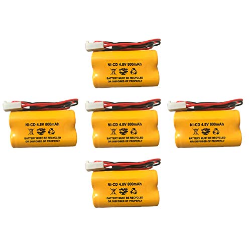 (5 Pack) 4.8v 800mAh NiCad Battery Pack Replacement Exit Sign Emergency Light Day-Brite CXL6VBXT Dual-Lite 0120894 12-894 Astralite 20-0001 PowerSonic A15032-1 Chloride 100-003-A113 OSI OSA004