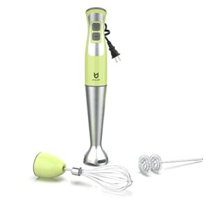 immersion hand blender, utalent 3-in-1 8-speed stick blender with milk frother, egg whisk for coffee milk foam, puree baby food, smoothies, sauces and soups - green