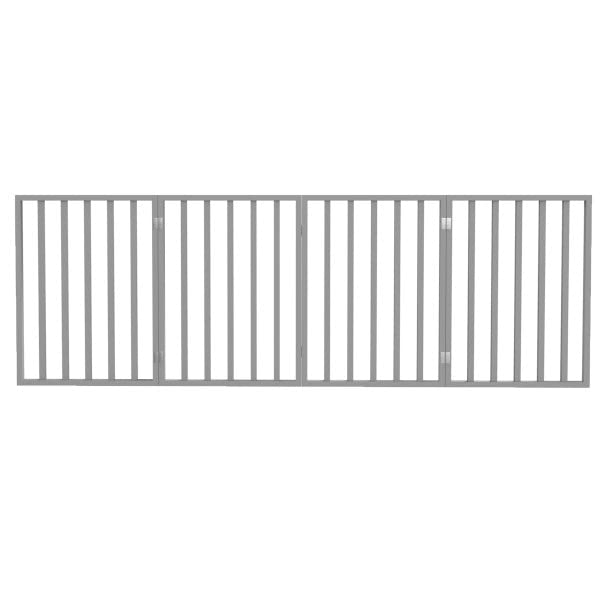 Home Pet Gate - Dog Gate for Doorways, Stairs, or Rooms - 24-Inch Freestanding, Folding, Accordion-Style Wooden Indoor Dog Fence by PETMAKER (Gray)