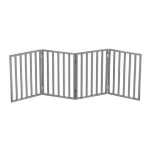 Home Pet Gate - Dog Gate for Doorways, Stairs, or Rooms - 24-Inch Freestanding, Folding, Accordion-Style Wooden Indoor Dog Fence by PETMAKER (Gray)