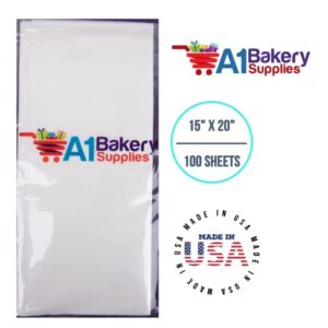 A1 Bakery Supplies Acid-Free White Tissue Paper 15 x 20, Pack of 100 Sheets