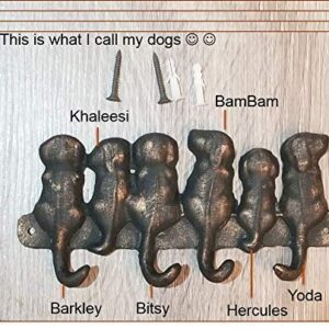 Cast Iron Dog Key Holder for Wall/Dog Key Hook/Rack. Perfect for Dog leashes, Keys, Coats, Bags, Towels, Scarfs & More. Decorative Dog Tail Hanger. (Antique Copper Finish)