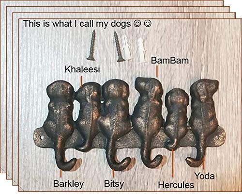 Cast Iron Dog Key Holder for Wall/Dog Key Hook/Rack. Perfect for Dog leashes, Keys, Coats, Bags, Towels, Scarfs & More. Decorative Dog Tail Hanger. (Antique Copper Finish)