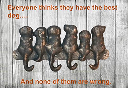 Cast Iron Dog Key Holder for Wall/Dog Key Hook/Rack. Perfect for Dog leashes, Keys, Coats, Bags, Towels, Scarfs & More. Decorative Dog Tail Hanger. (Antique Copper Finish)