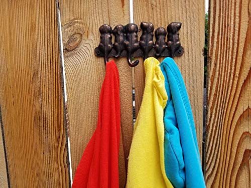 Cast Iron Dog Key Holder for Wall/Dog Key Hook/Rack. Perfect for Dog leashes, Keys, Coats, Bags, Towels, Scarfs & More. Decorative Dog Tail Hanger. (Antique Copper Finish)