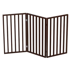 Home Pet Gate Collection - Dog Gate for Doorways, Stairs, or Rooms - 32-Inch Freestanding, Folding, Accordion-Style Wooden Indoor Dog Fence by PETMAKER (Brown)