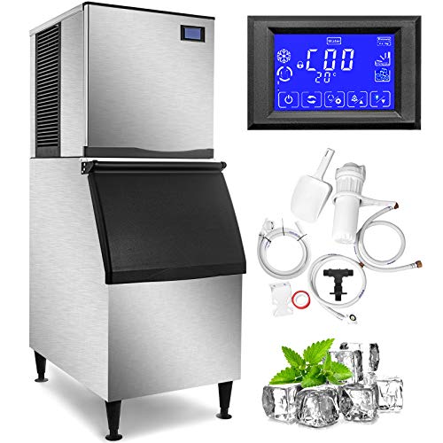 VEVOR 110V Commercial Ice Maker 400LBS/24H, 350LBS Large Storage Bin, ETL Approved, Clear Cube, Advanced LCD Panel, SECOP Compressor, Air Cooled, Quiet Operation, Include Scoop & Premium Water Filter