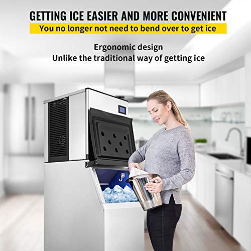 VEVOR 110V Commercial Ice Maker 400LBS/24H, 350LBS Large Storage Bin, ETL Approved, Clear Cube, Advanced LCD Panel, SECOP Compressor, Air Cooled, Quiet Operation, Include Scoop & Premium Water Filter