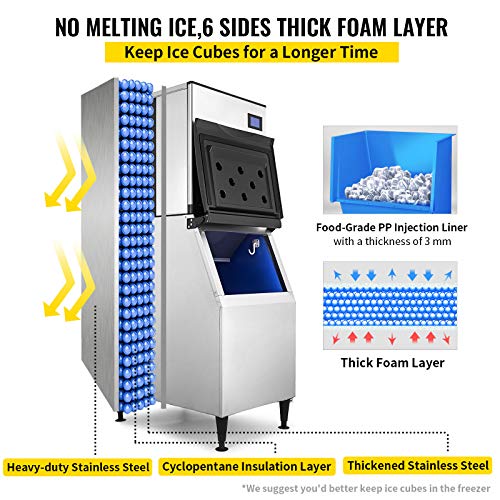 VEVOR 110V Commercial Ice Maker 400LBS/24H, 350LBS Large Storage Bin, ETL Approved, Clear Cube, Advanced LCD Panel, SECOP Compressor, Air Cooled, Quiet Operation, Include Scoop & Premium Water Filter