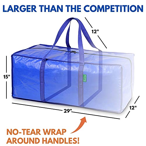 Jumbo Heavy-Duty Moving Bags, Clothing Storage Bags with Sturdy Zipper - Better than Moving Boxes - Perfect Clothes Storage Bins, Moving Supplies, Extra Large Tote Bag for Packing Supplies (4-Pack)