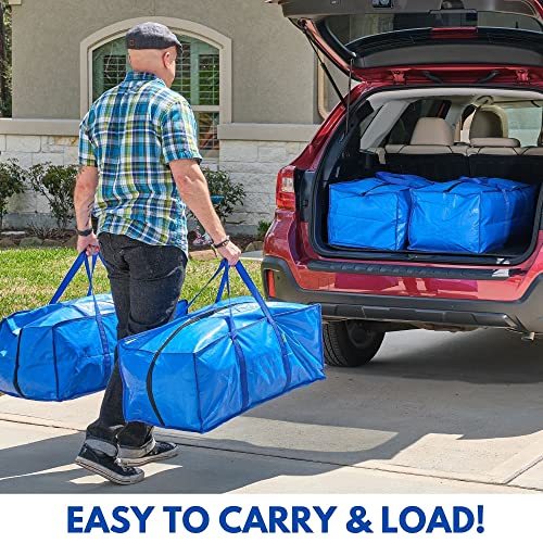 Jumbo Heavy-Duty Moving Bags, Clothing Storage Bags with Sturdy Zipper - Better than Moving Boxes - Perfect Clothes Storage Bins, Moving Supplies, Extra Large Tote Bag for Packing Supplies (4-Pack)