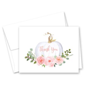 invitationhouse floral pumpkin thank you cards and envelopes - 50 cnt