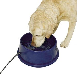 k&h pet products thermal-bowl outdoor heated dog bowl blue 96 ounces