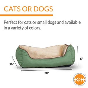 K&H Pet Products Self-Warming Lounge Sleeper Dog and Cat Bed, Heat Reflecting Liner, Machine Washable, Sage/Tan Small 16 X 20 Inches