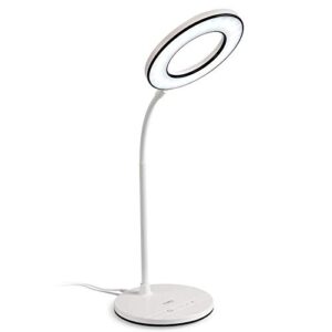 miady led desk lamp eye-caring table lamp, 3 color modes with 4 levels of brightness, dimmable office lamp with adapter, touch control sensitive, 360° flexible