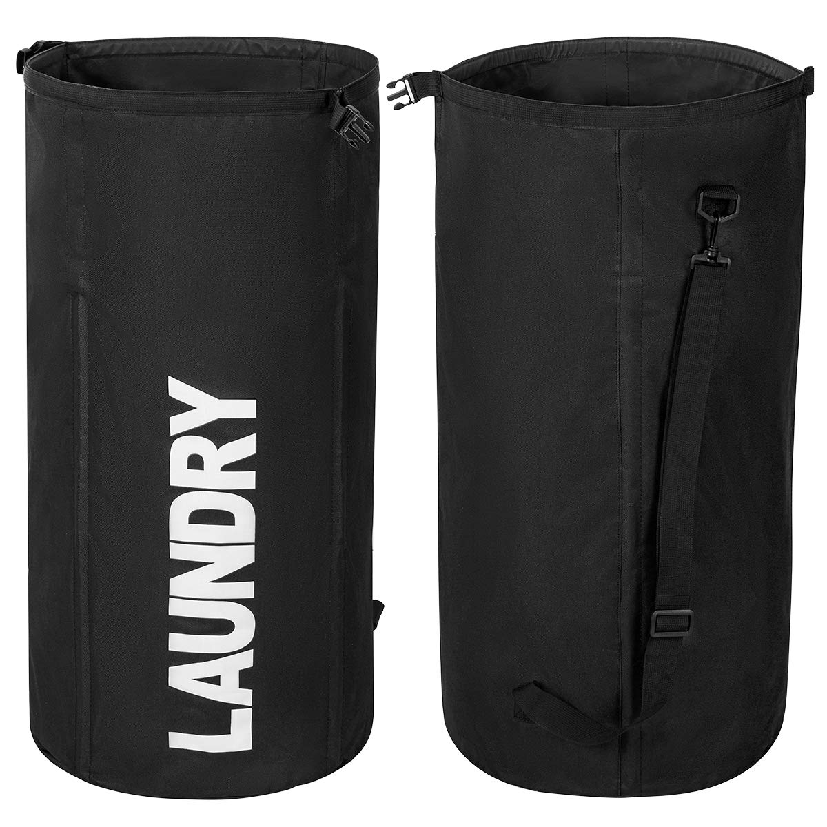 WOWLIVE Extra Large Foldable Laundry Bag Durable Laundry Basket Collapsible Laundry Hamper Backpack Dirty Clothes Hamper Standing Waterproof Hampers for Laundry Dorm Room (Black)